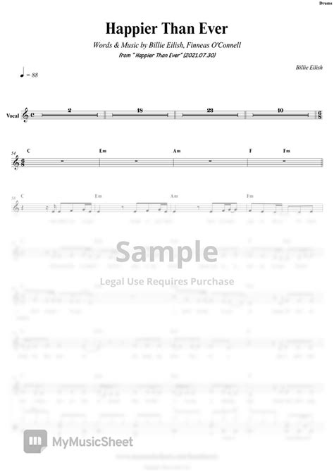 Billie Eilish Happier Than Ever Drums Sheets