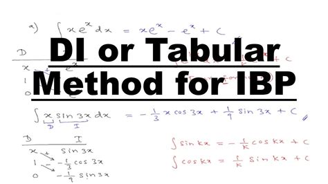 di tabular method of integration by parts shortcut method youtube