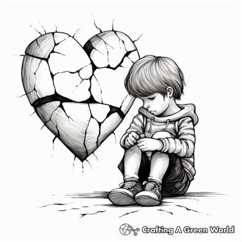 Broken Heart Coloring Pages Free Printable