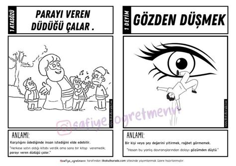 Resimli Boyamalı Atasözleri ve Deyimler 3 İlkokul Burada