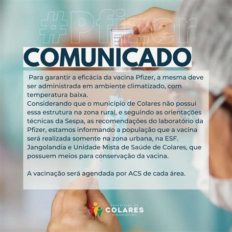 Comunicado Sobre Vacinação Prefeitura Municipal de Colares Gestão