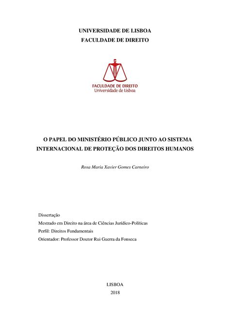 O Papel DO MinistéRIO PÚ Blico Junto AO Sistema Internacional DE