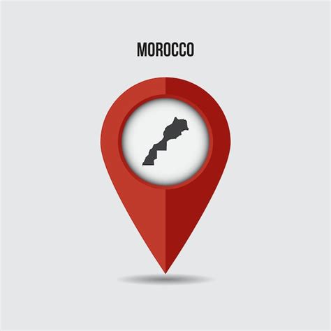 Mapa de marruecos en el pin de ubicación puntero 3d con mapa aislado