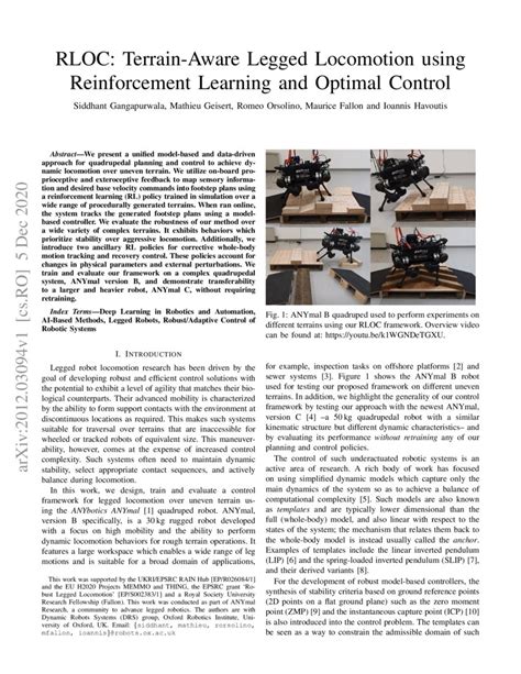 rloc terrain aware legged locomotion using reinforcement learning and optimal control deepai