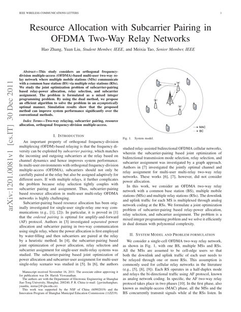 pdf resource allocation with subcarrier pairing in ofdma two way relay networks
