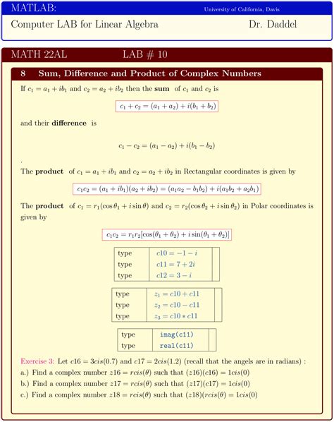 sum difference and product of complex numbers
