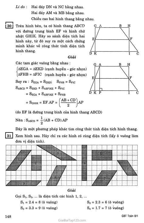 Giải bài tập Toán 8 4 Diện tích hình thang