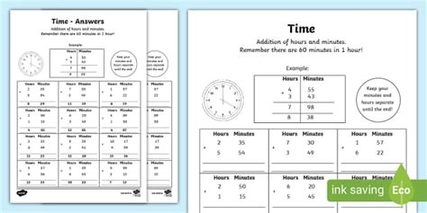 Adding Time Worksheet Teacher Made Twinkl Worksheets Library