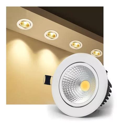 5 Spot Led Cob Embutir 7w Direcionável Redondo Branca Quente Cor BRANCA