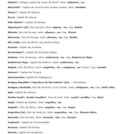 Lista De Pa Ses Y Capitales Con Sus Gentilicios Rae Didactalia