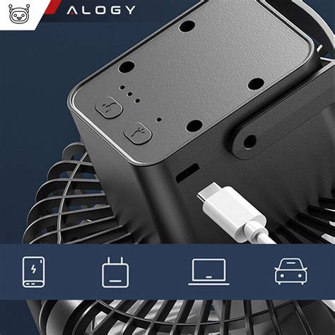 Wiatrak wentylator biurkowy z lampką LED 2w1 Alogy przenośny wiszący
