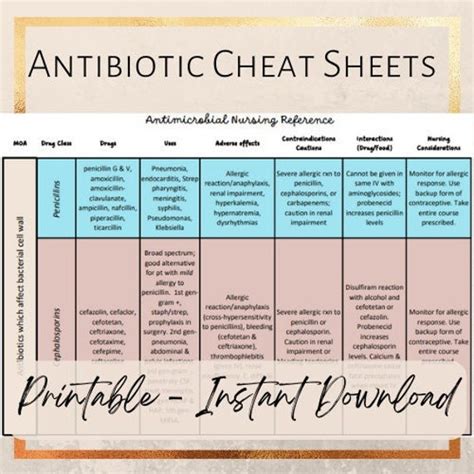 Antibiotic Chart Pharmacology Nursing Antibiotics Chart 43 OFF