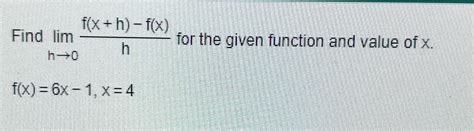 solved find limh→0f x h f x h ﻿for the given function and