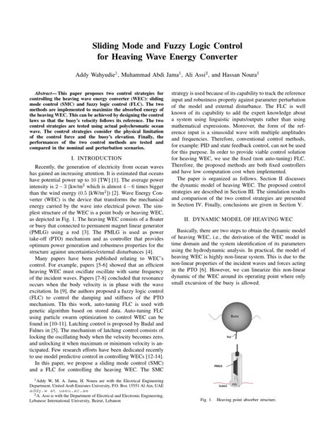 pdf sliding mode and fuzzy logic control for heaving wave energy converter