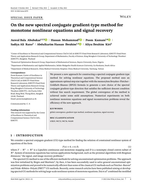 on the new spectral conjugate gradient‐type method for monotone nonlinear equations and signal