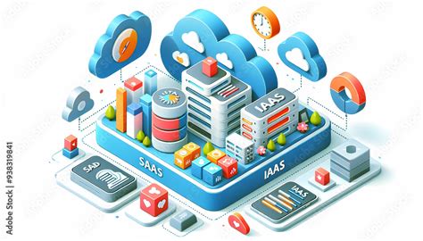 3d Flat Icon As Cloud Computing Service Models With SaaS PaaS And IaaS