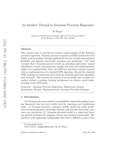 pdf an intuitive tutorial to gaussian processes regression