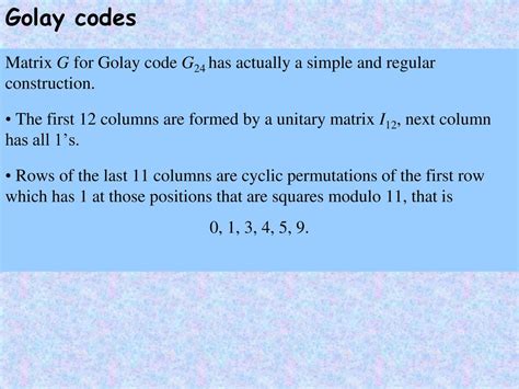 hamming codes golay codes ppt download