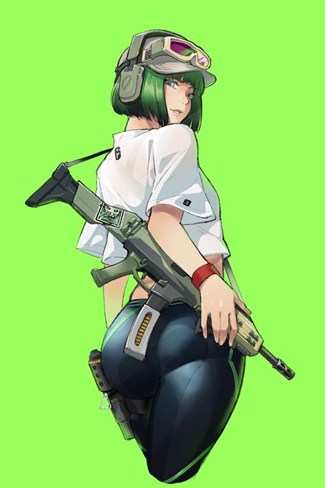 Ela Rainbow Six Girls With Guns Green Hair Ass Rainbow Six Siege Spandex Portrait