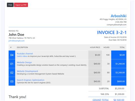 Best Simple Free Html Invoice Templates