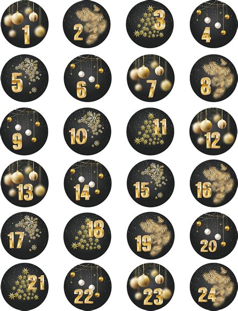 Adventskalender Aufkleber Set Zahlen 1 24 6 x 24 Sticker für