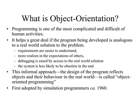 PPT History Of Object Orientation PowerPoint Presentation Free