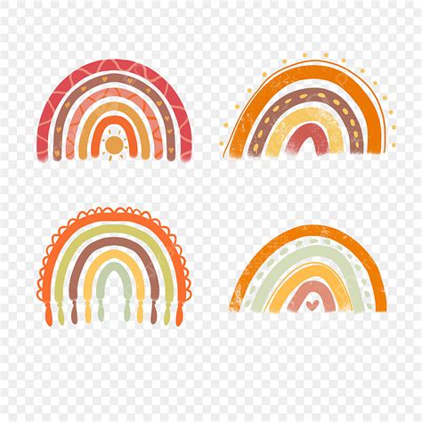 Hand Drawn Rainbow PNG Transparent Set Of Hand Drawn Cute Rainbow