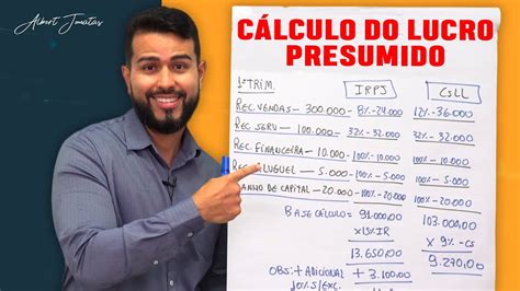 CÁLCULO LUCRO PRESUMIDO do IRPJ e CSLL YouTube