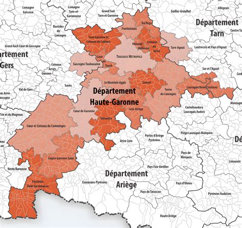 Carte des intercommunalités de la Haute Garonne