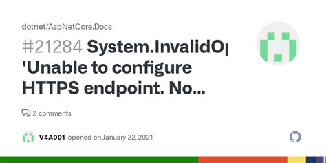 systemvalidoperationexception unable to configure endpoint no server certificate was