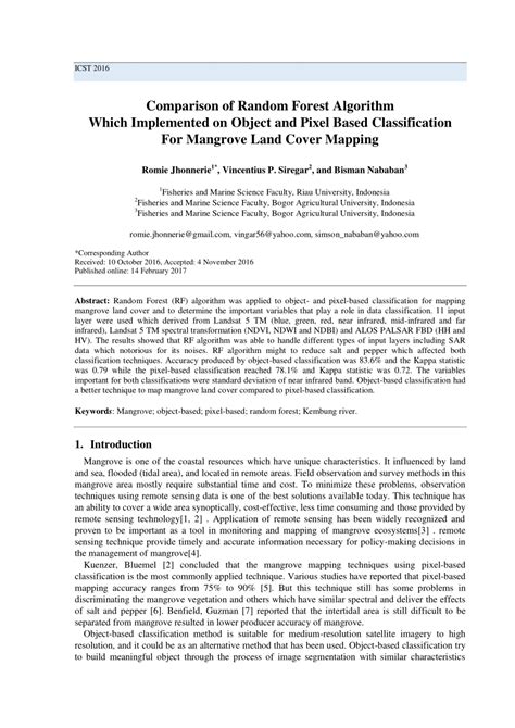 pdf comparison of random forest algorithm which implemented on object and pixel based