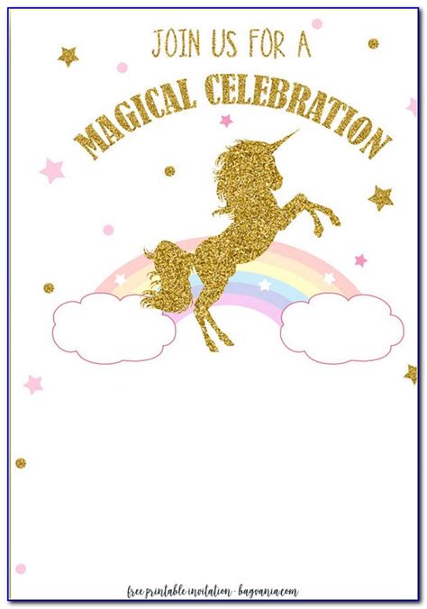 Unicorn Invitation Template Free Prosecution2012