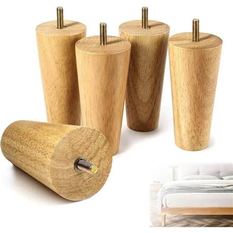 Lot De 4 Pieds De Canapé Bois Pieds De Meuble En Bois Naturel 10Cm