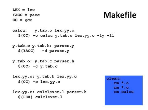 yacc example taken from lex yacc simple calculator