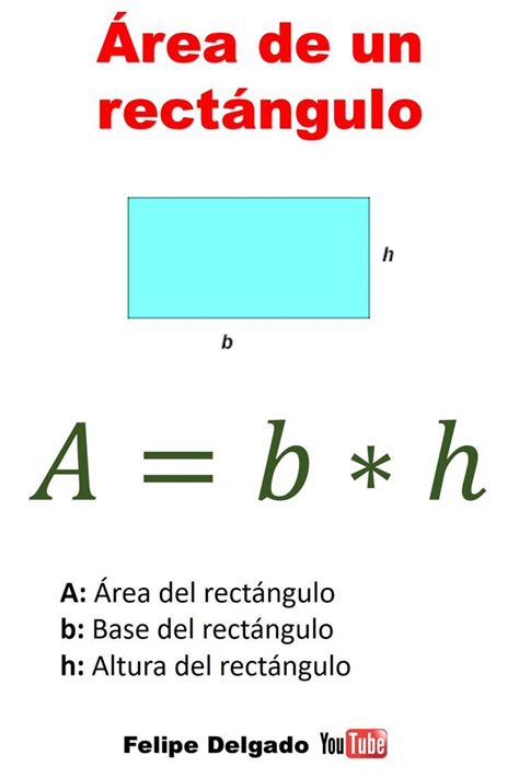 Formula utilizada para calcular el área de un rectángulo conociendo su