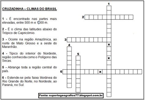 Cruzadinha Climas Do Brasil Suporte Geogr Fico