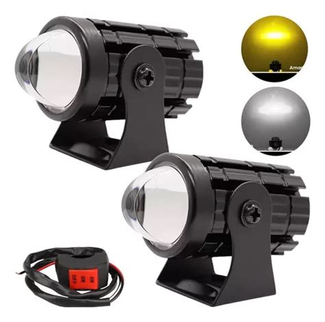 2 Faros Led Luz Lupa Moto Exploradora Hiper Potente Switch MercadoLibre