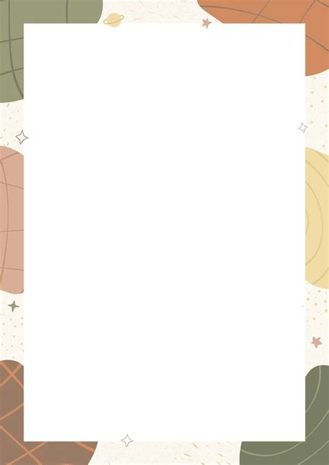 Beige Brown Green Colorful Cute Abstract Shapes Blank Page Border A