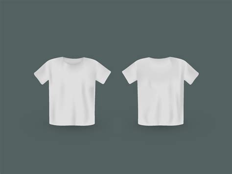 White Round Neck Realistic T Shirt Mockup With Front And Back View On