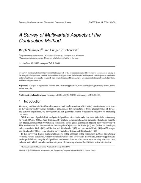 pdf a survey of multivariate aspects of the contraction method