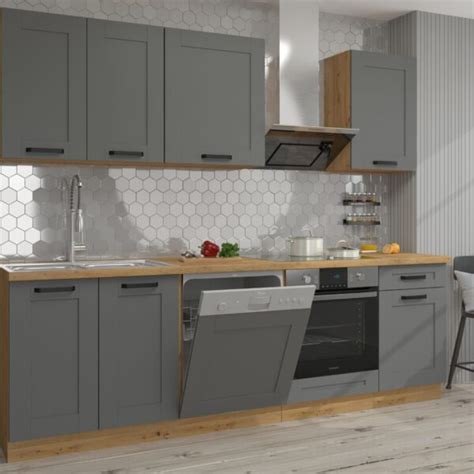 Meble Szafki Kuchenne W Stylu Skandynawskim Luna Ramka Dust Grey Dąb