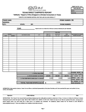 Fillable Online Tabc State Tx Direct Shipper S Yearly Report Tabc