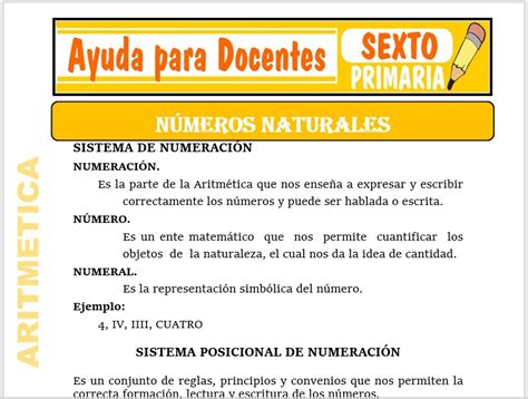 Actividad de Números Naturales para Sexto de Primaria Ayuda para Docentes
