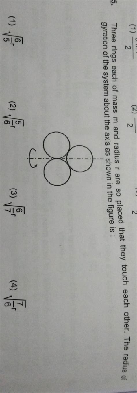 Three Rings Each Of Mass M And Radius R Are So Placed That They Touch Eac