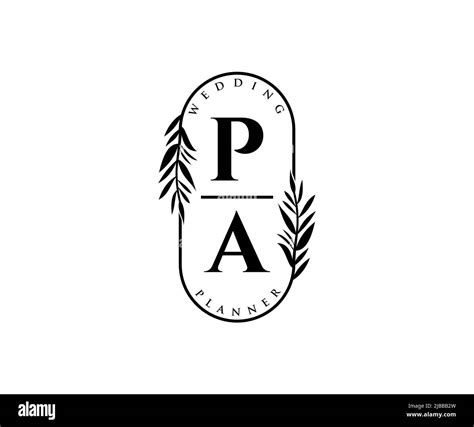 PA Initials Letter Wedding Monogram Logos Collection Hand Drawn Modern