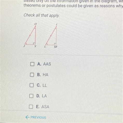 Based Only On The Information Given In The Diagram Which Congruence