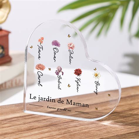Jessemade Fr Ma Maman Mamie Plaque Acrylique En Forme De C Ur