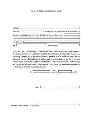 Fillable Online Fp Educaragon Anexo Declaracion Jurada