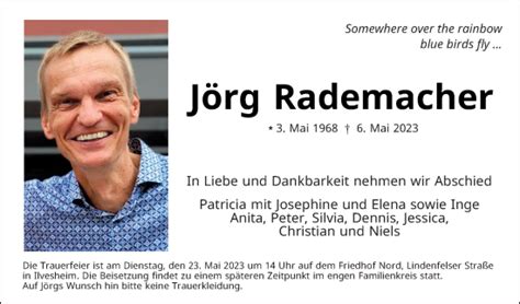 Traueranzeigen von Jörg Rademacher Trauerportal Ihrer Tageszeitung
