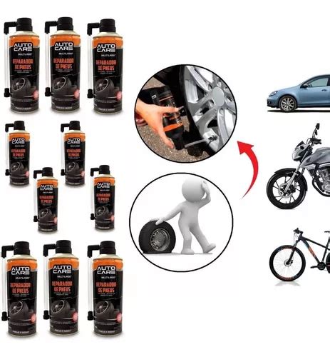 Kit 10 Spray Reparador Instantâneo De Furo Pneu Carro Moto
